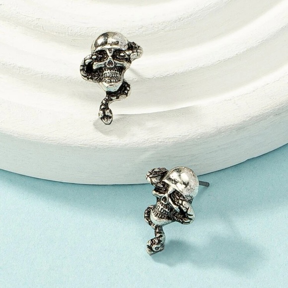 Kathrono | Jewelry | Awesome Rustic Style Skeleton Skull Serpent Snake ...